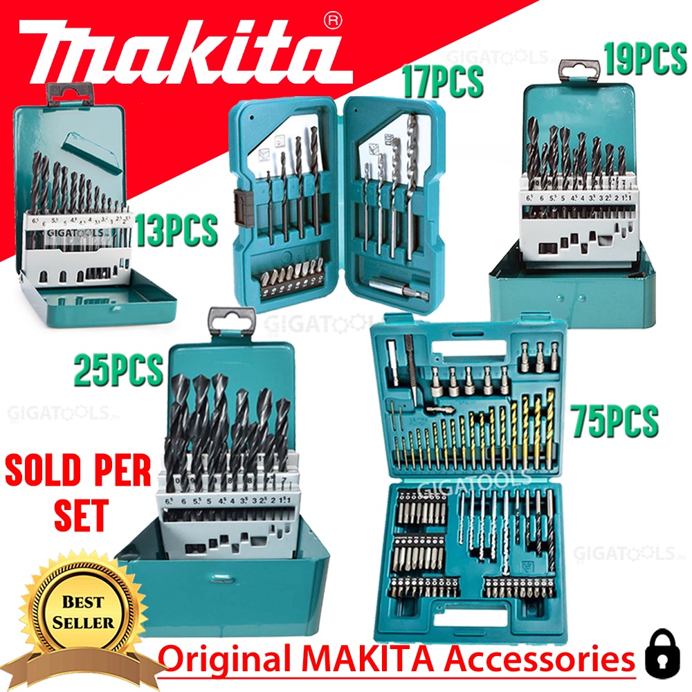 Makita HSS-R Metal and Combination Drill Bit set 13pcs/ 17pcs / 19pcs / 25pcs / 75pc (SOLD PER ...