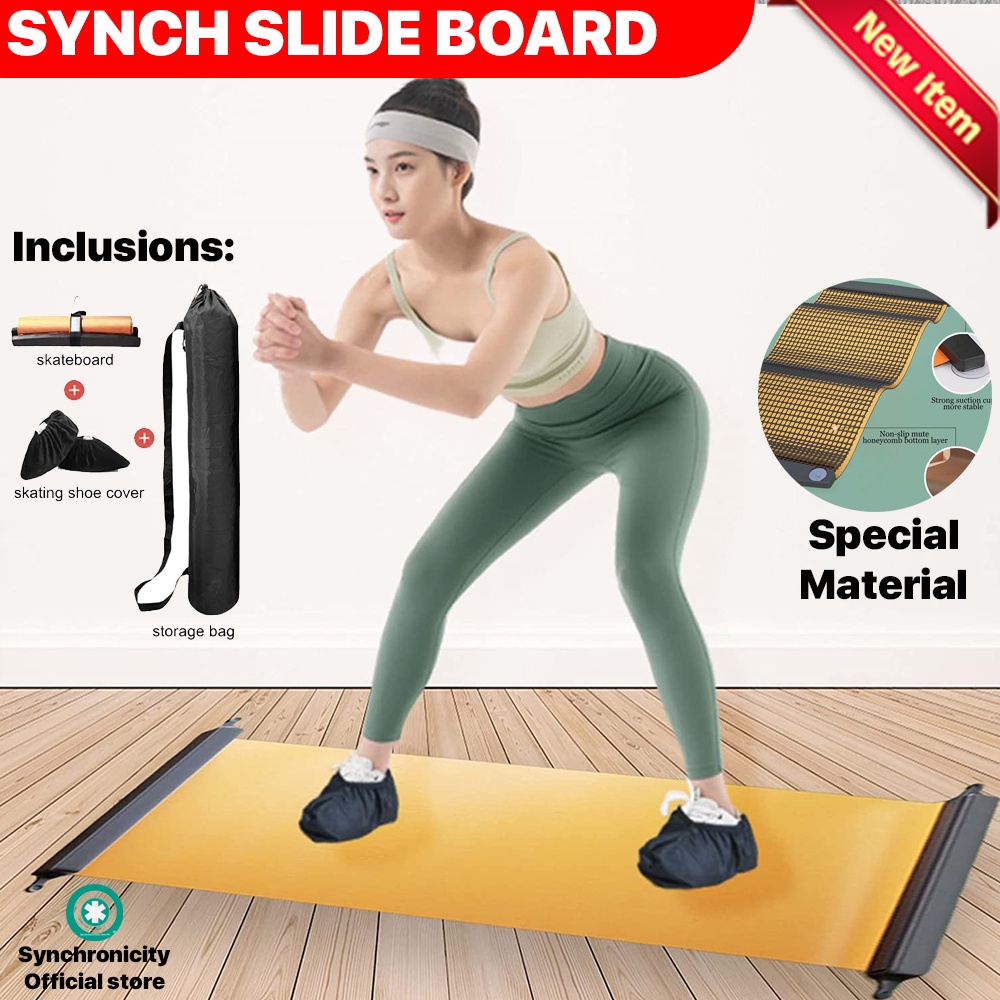SYNC Slide Board Mat with End Stops, Sliding Booties for Low Impact ...