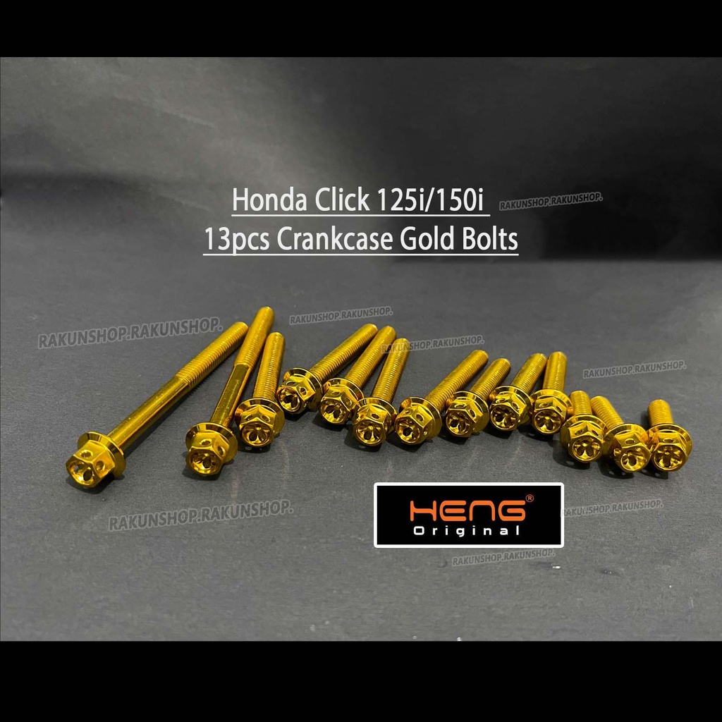 HONDA CLICK 125i / 150i original heng gold bolts for Crankcase 13pcs ...