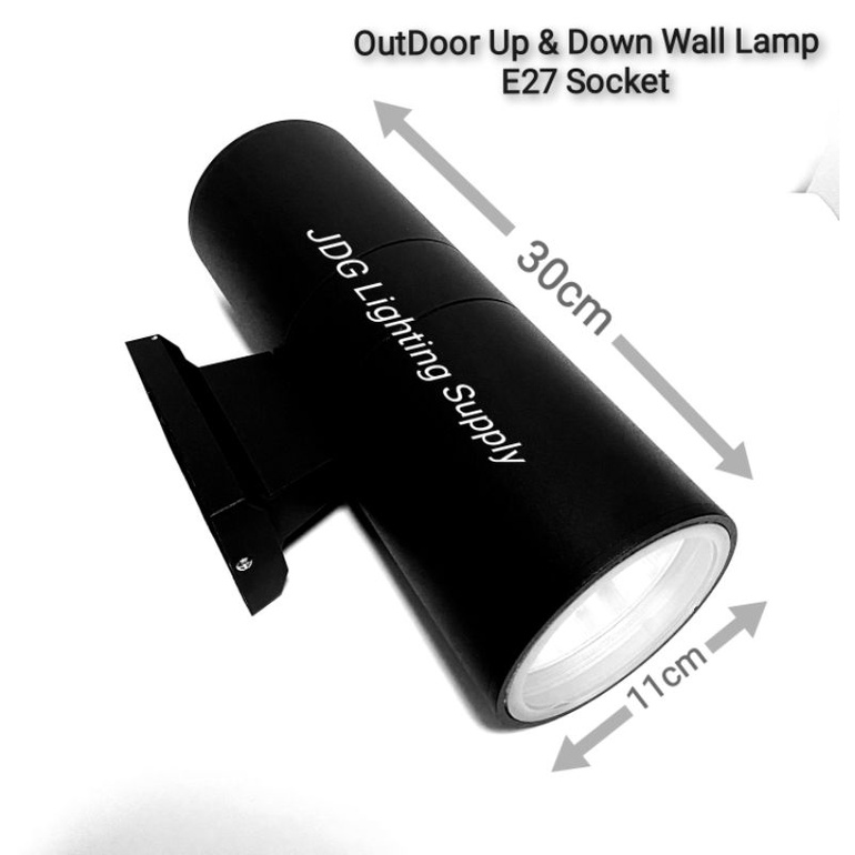 Wall Lamp Up & Down OutDoor E27 Black(Bazooka Type) | Shopee Philippines