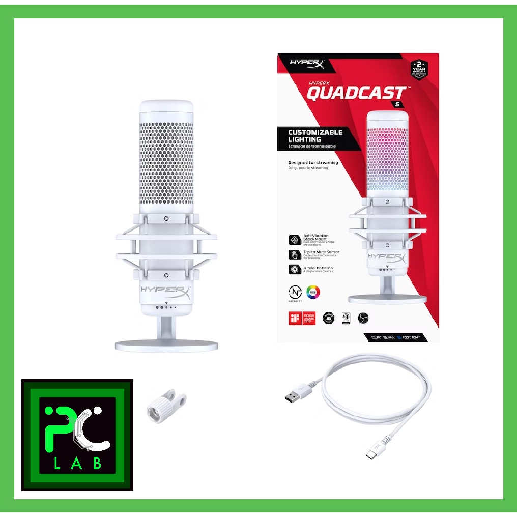 HyperX Quadcast S Stand-Alone USB Microphone- White | Shopee Philippines