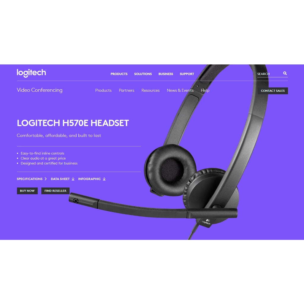 Logitech H570E USB Computer Headset Digital Sound Noise Canceling Mic ...