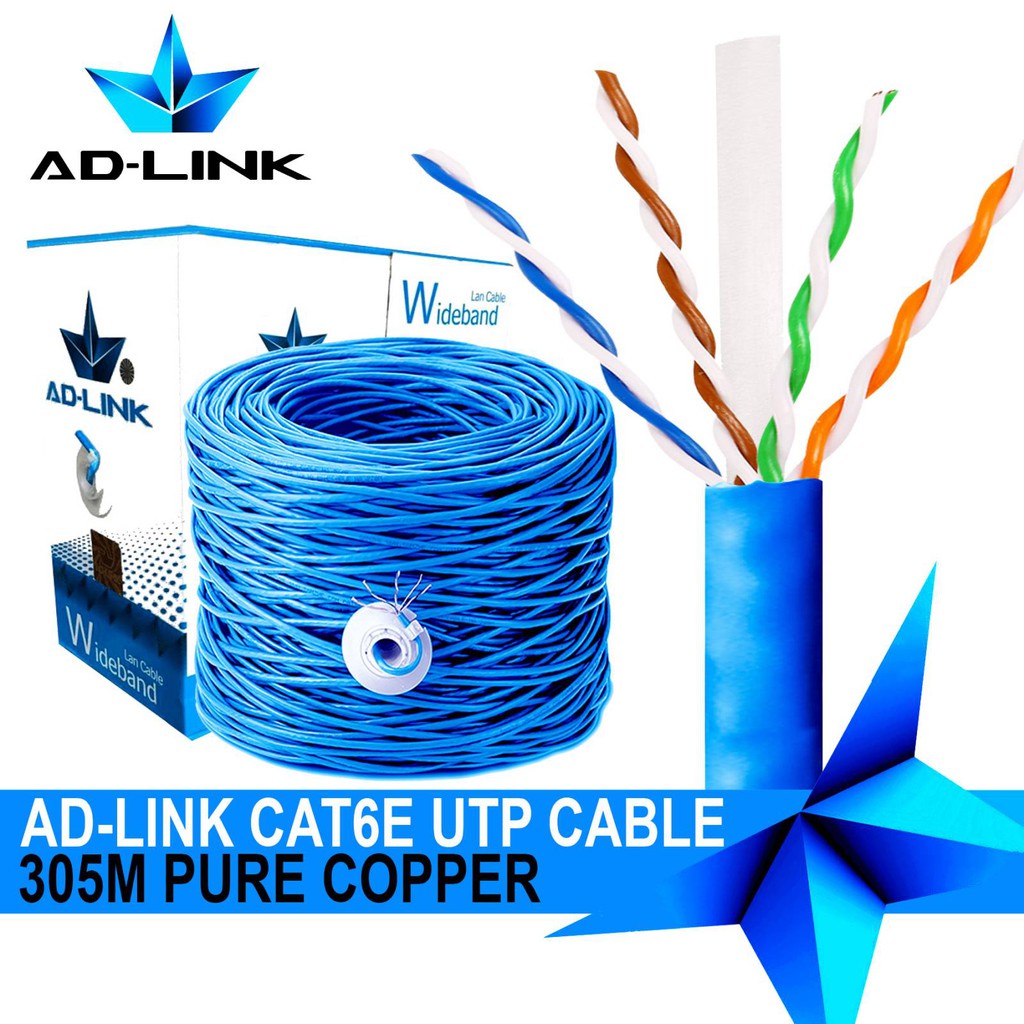 Ad-Link CAT6e 305m UTP Cable Pure Copper (AD-IN601-B 0.52mm) Blue (MAX ...
