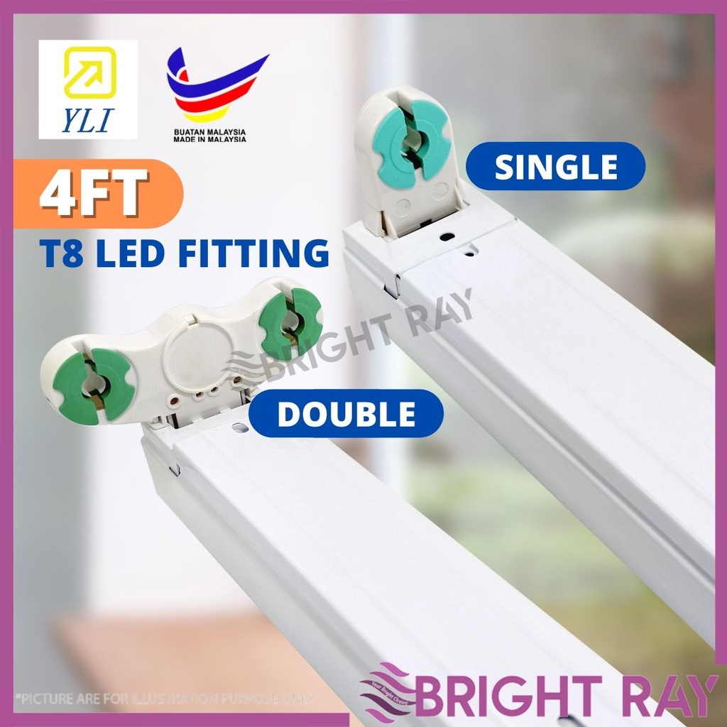 Yli SINGLE/DOUBLE T8 4FT Led Tube Fitting Led Long Led Lamp Case Bright ...