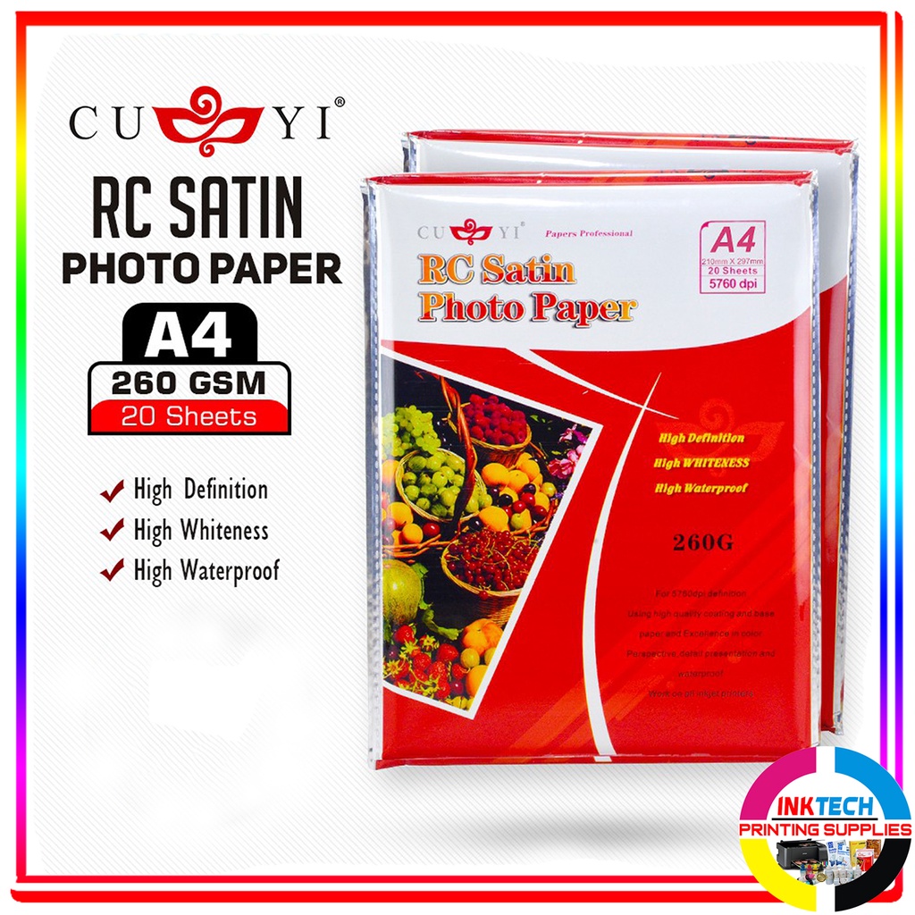 CUYI RC Satin Photo paper A4 Size 20sheets/pack | Shopee Philippines
