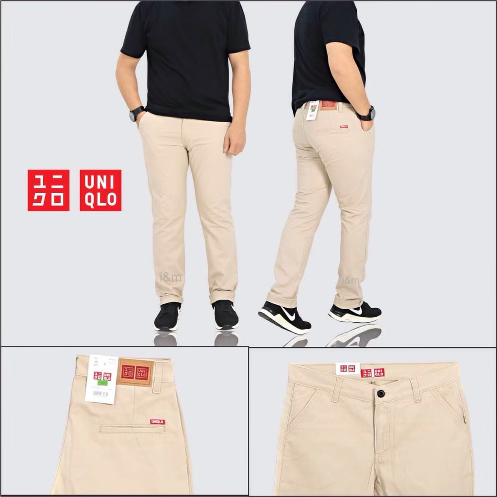 Uniqlo Men's Long Chinos Original Men's chino Trousers Cream 204UQCP ...
