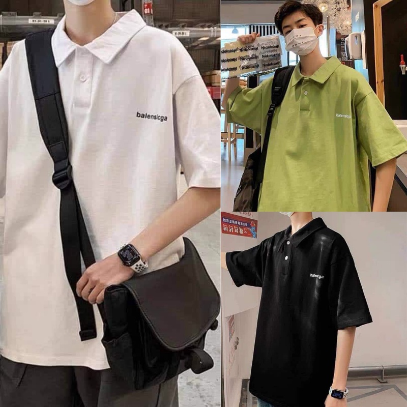 Wide FORM men's polo shirt with basic design and printed chest | Shopee ...