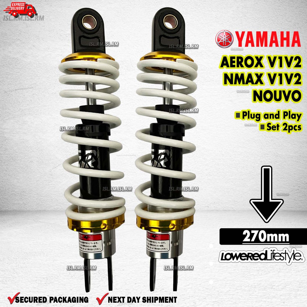 Aerox V1 V2 Nmax V1 V2 Nouvo 2 pcs Set Rear white Shock 270mm Lowered ...