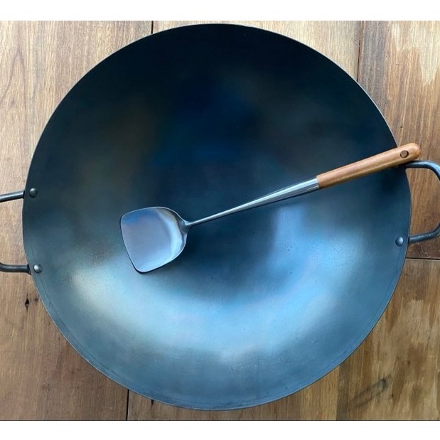 50cm Authentic Carbon Steel Chinese Wok Pan, Round Bottom, Full ...