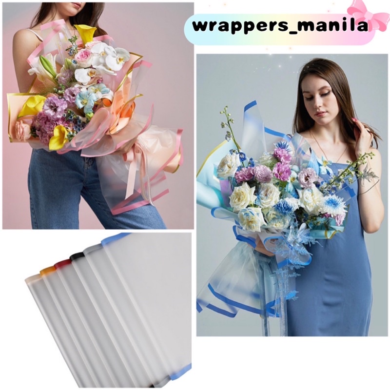 10yards Translucent Colored Border Flower Wrappers Bouquet Wrapping ...