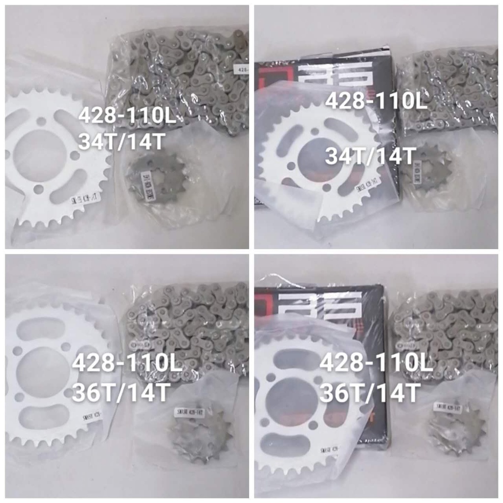 SPROCKET CHAIN SET 428H-110L FOR SMASH 34T/14T AND 36T/14T | Shopee ...