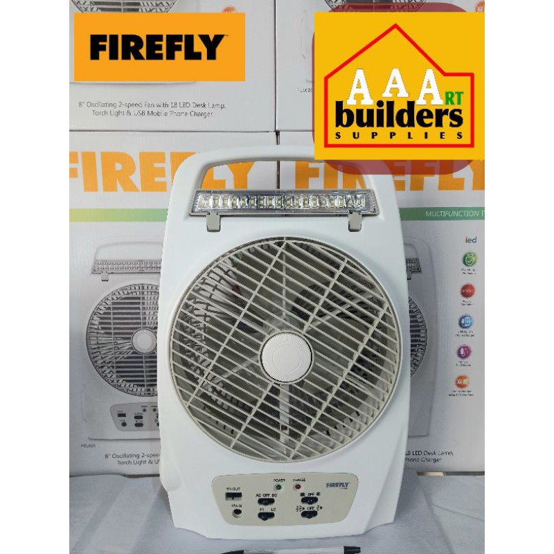 Firefly Rechargeable Oscillating Fan 8” with LEDs and USB Charger bc ...