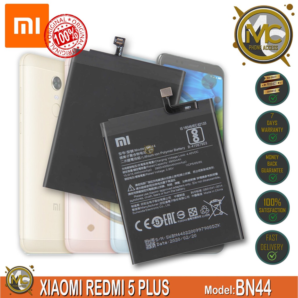 Xiaomi Battery for Redmi 5 Plus 100% Original (model:BN44) Original ...