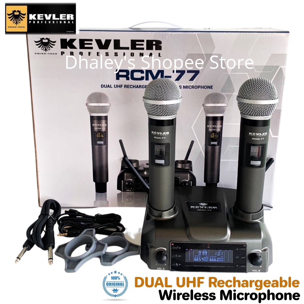 2022 Original Kevler RCM-77 Dual UHF Rechargeable Wireless Microphone ...