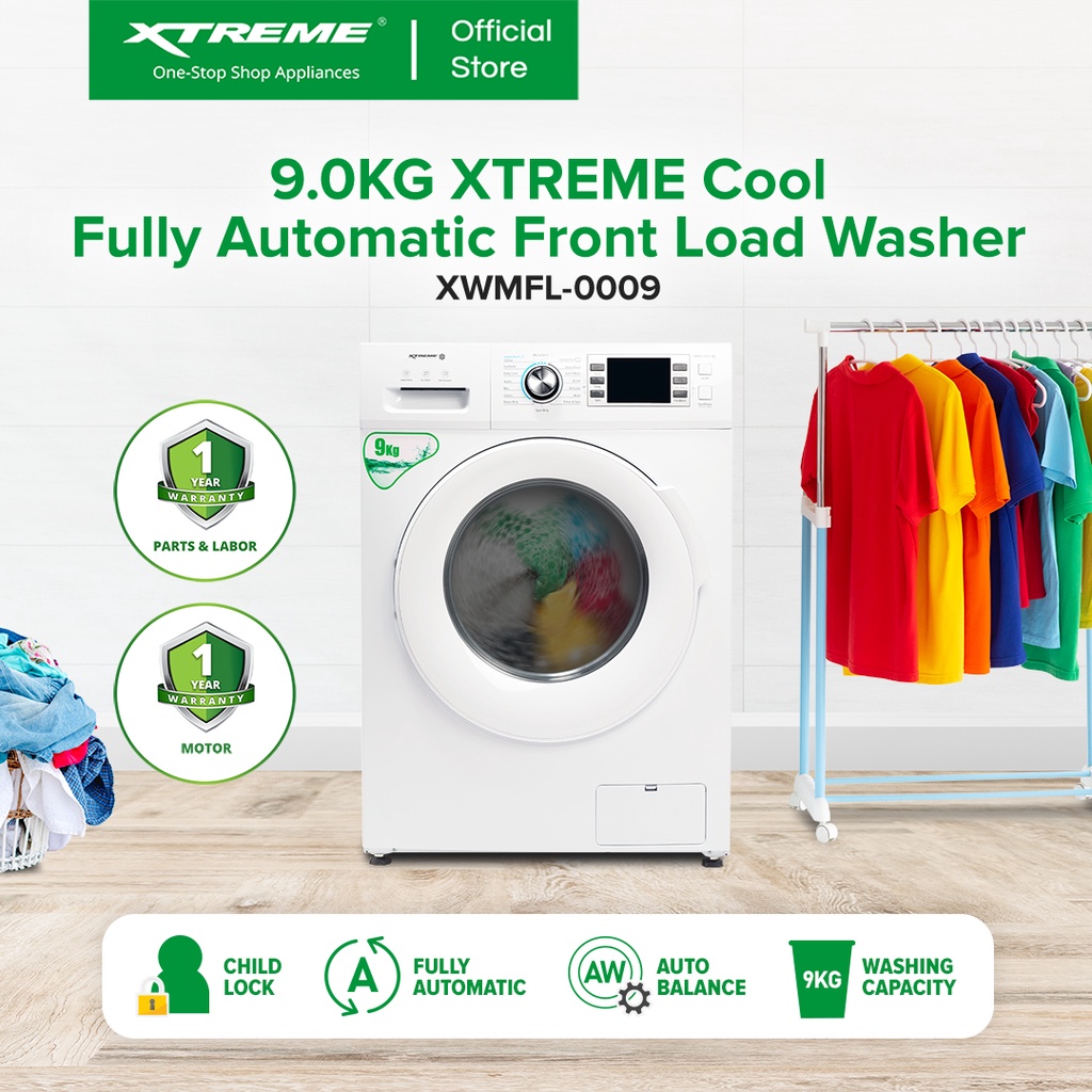 X-SERIES 9KG Fully Automatic Front Load Washer LCD Display Non-Inverter ...