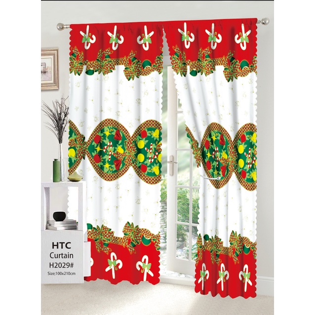 COD Christmas Decor Curtain Sale Kurtina Red Green Blue Curtains Window ...