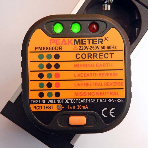 Socket Tester Electrical Test Grounding Meter 220v PEAKMETER PM6860DR ...