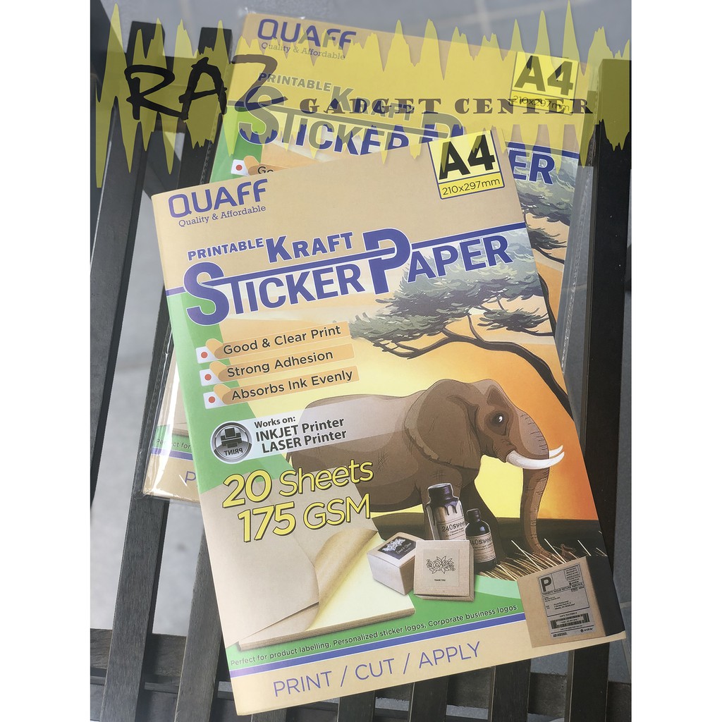QUAFF Kraft Sticker Paper A4 Size 175gsm 20 sheets / pack | Shopee ...