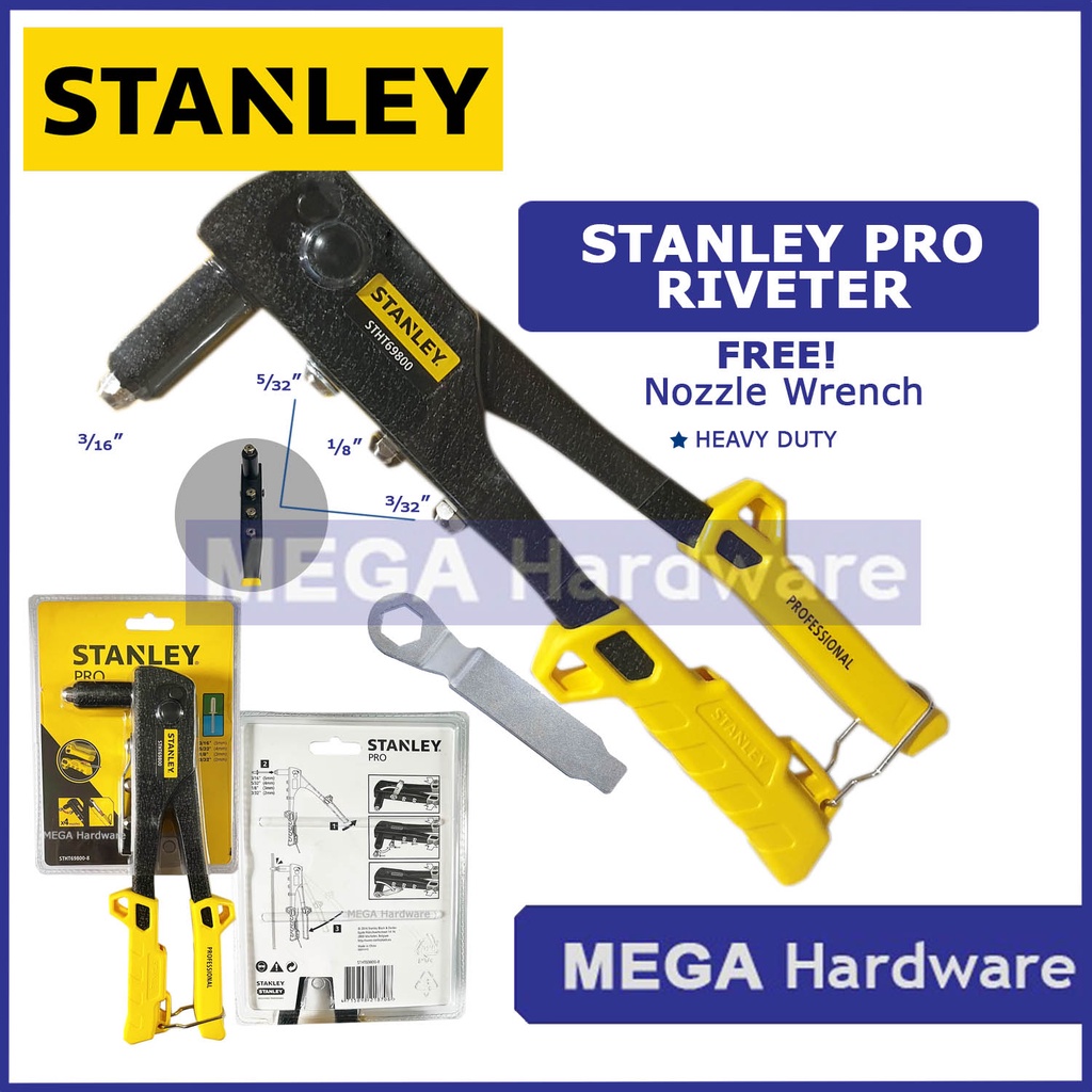 STANLEY Steel Hand Riveter Blind Riveter Heavy Duty (3-Nozzle, 4-Nozzle ...