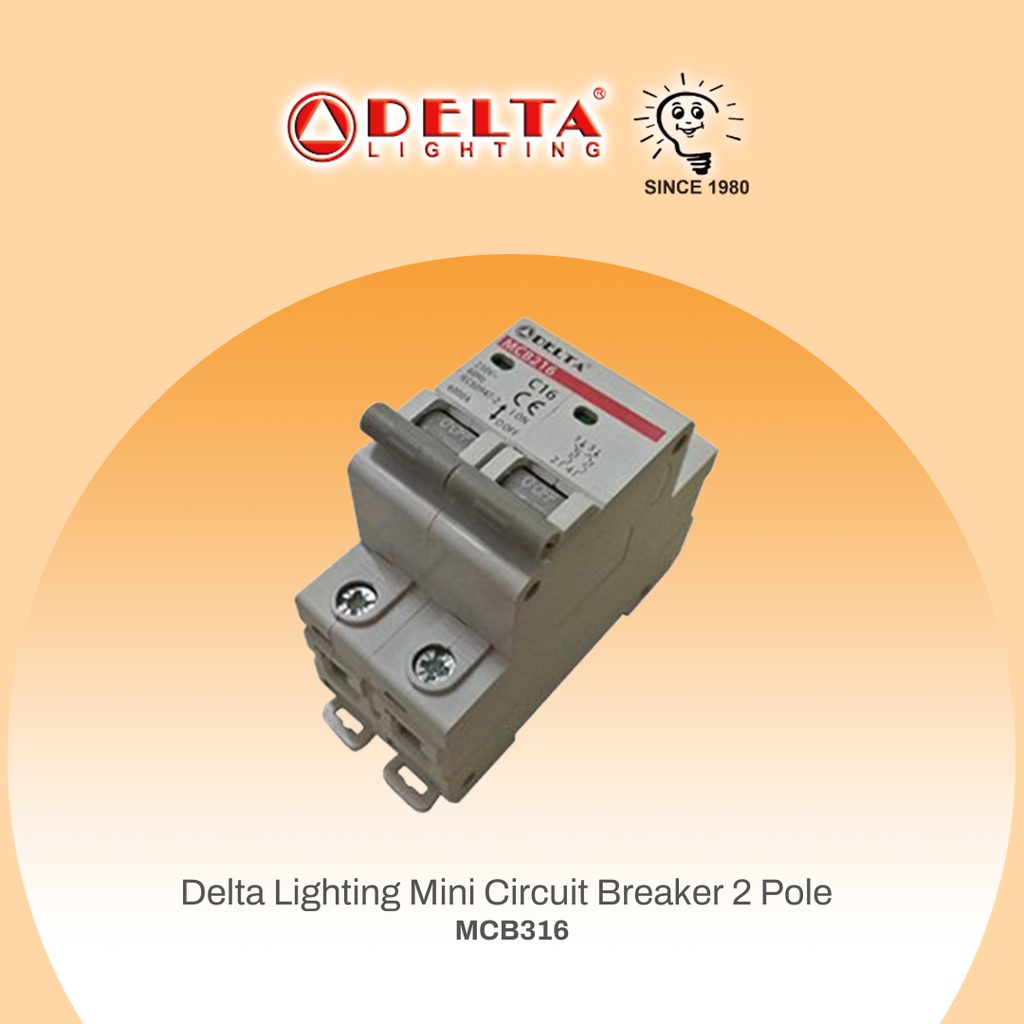 Delta Lighting Circuit Breaker Miniature 2 Pole 16A, 20A, 32A, 40A, 50A ...