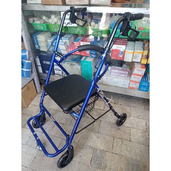 Rollator Walker with footrest and water holder / Walker (BLUE) | Shopee ...