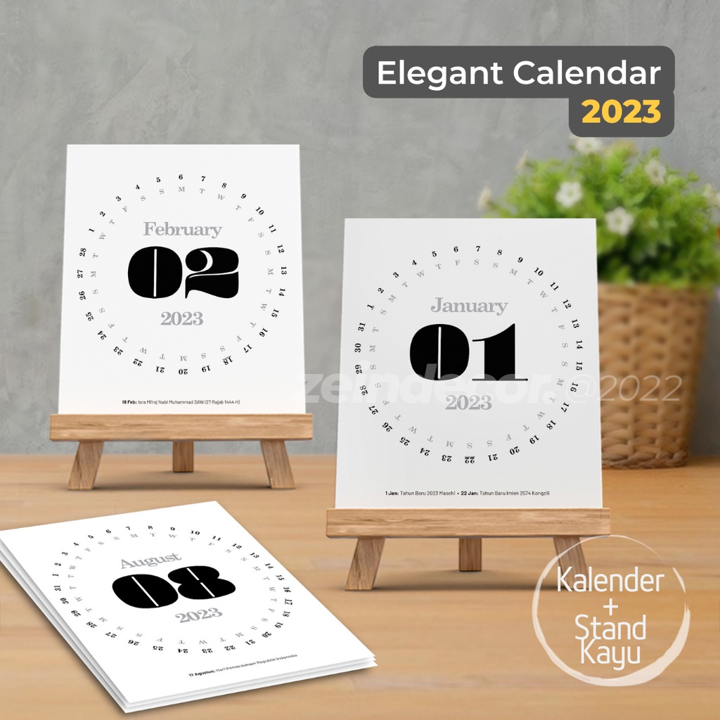 2023 Circle Calendar Elegant Textured Paper Design | Shopee Philippines
