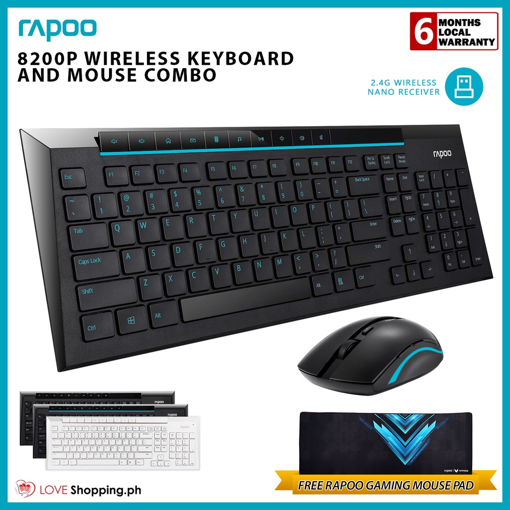 RAPOO 8200P Multimedia 2.4G Wireless Keyboard & Mouse Batteries ...