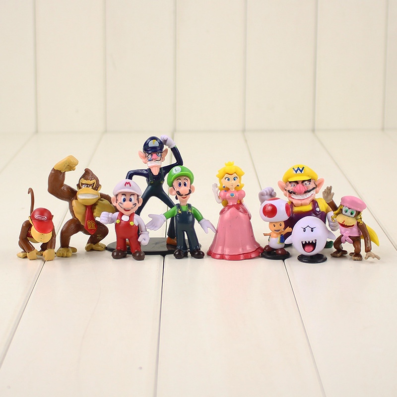 10Pcs/Set Japan Anime Super Mario Bros Figures Toy Set PVC Luigi Mario ...