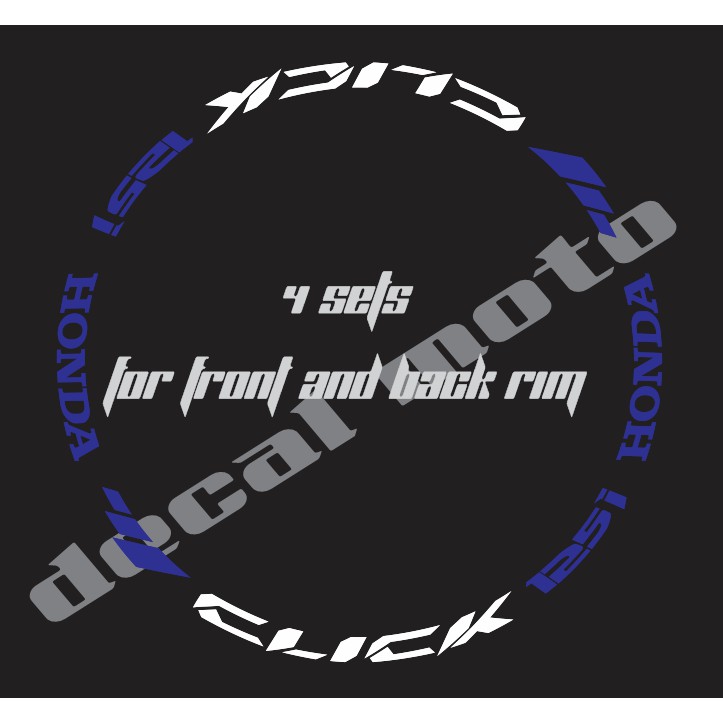 Decals, Sticker, Motorcycle Decals for Mags / Rim for honda click, blue ...