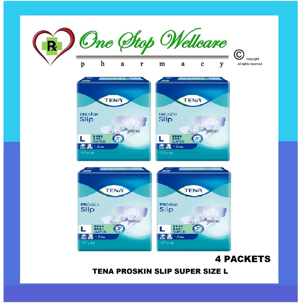 TENA PROSKIN SLIP SUPER ADULT DIAPERS (L) 10'S (4 PACKET) | Shopee Philippines