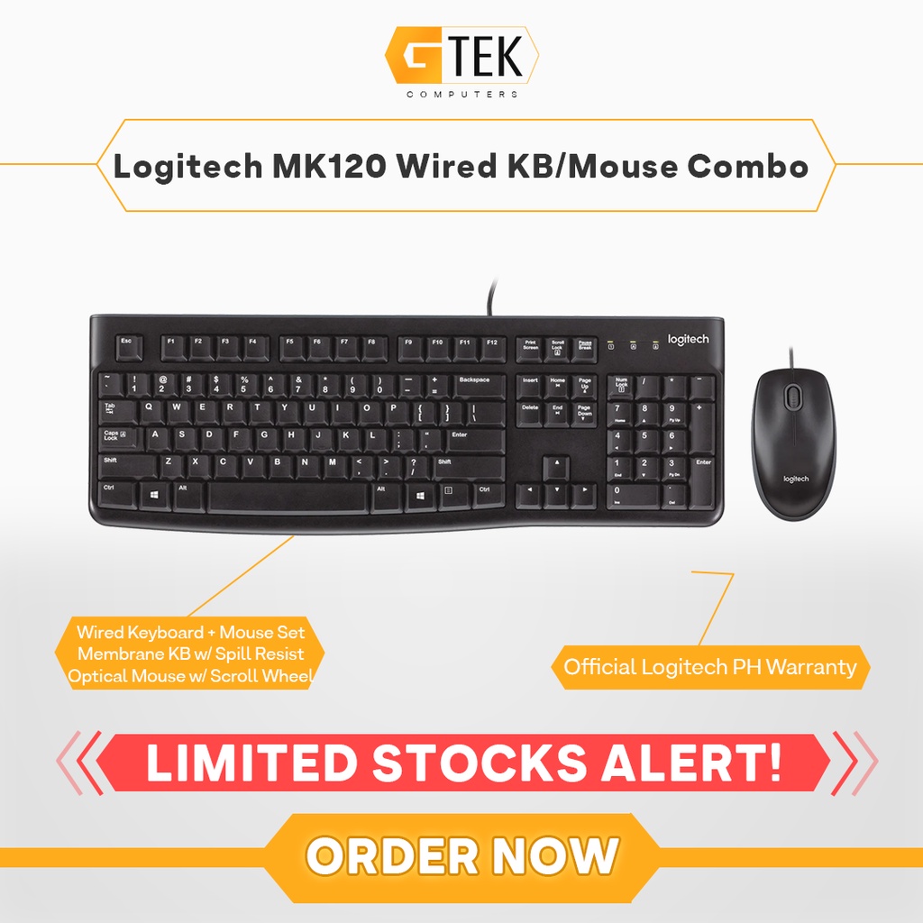 Logitech Mk120 Wired Usb Keyboard And Mouse Combo Shopee Philippines