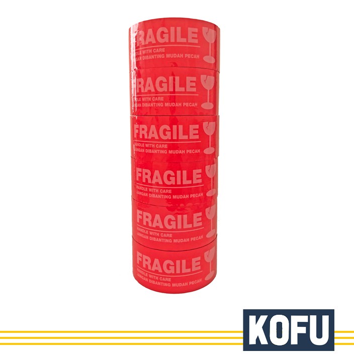 PUTIH MERAH Fragile OPP Tape Duct Tape - 2" x 100 Yards, Red & White ...
