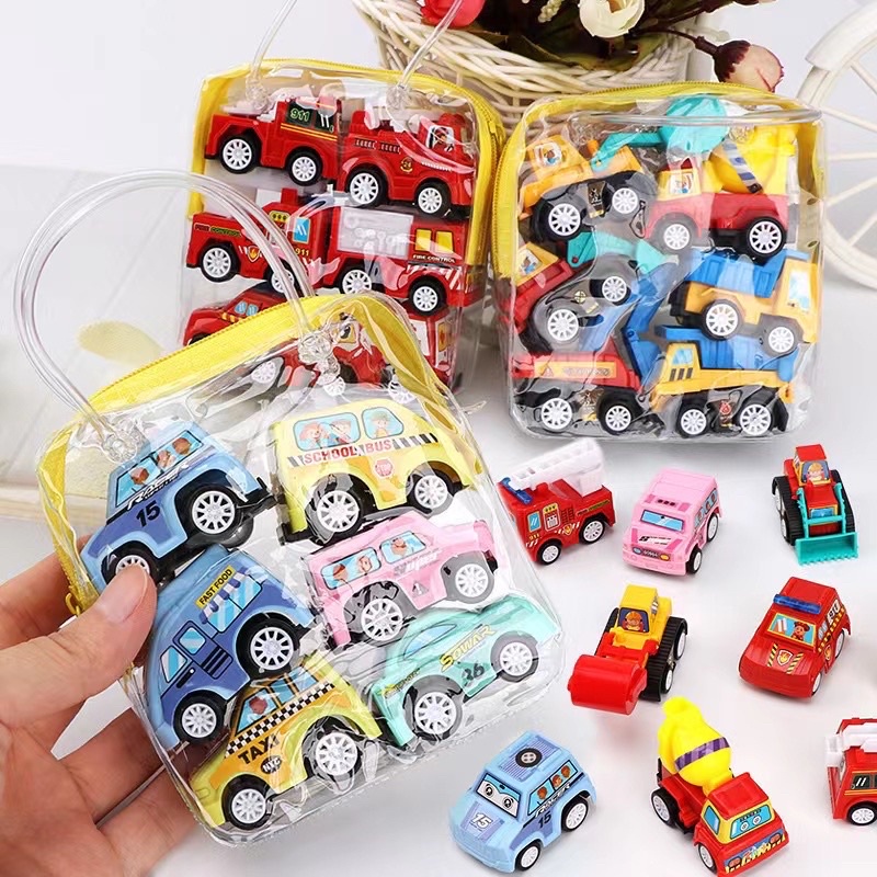 1 Bag 6 Vehicle mini Car Toy Boy Baby Mini Pull Back Car Inertial ...