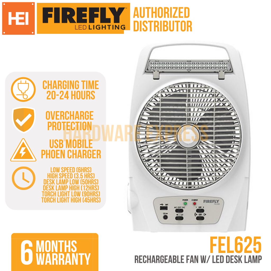 FIREFLY FEL625 8” Oscillating 2-Speed Fan w/ LED Desk Lamp, Torch Light ...