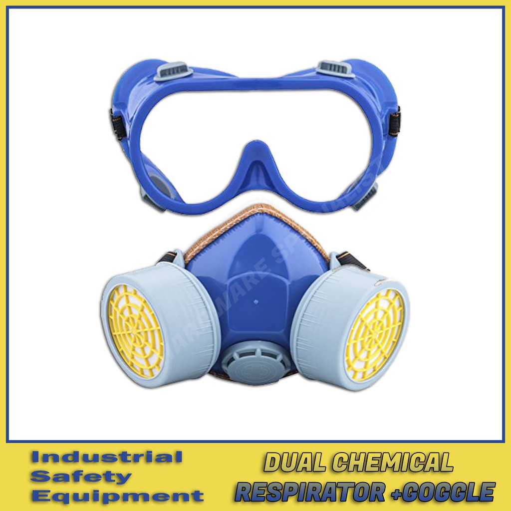 Krypton Gas mask Chemical Respirator Dual Cartridge with Goggle ...