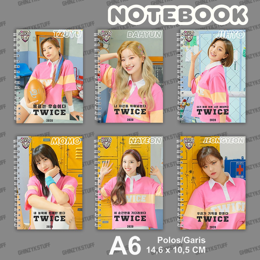Notebook A6 (14.5x10.5cm) TWICE Girlband KPOP 2020 University Rugby ...