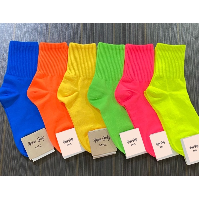 Korean Socks Neon Colors Iconic Socks | Shopee Philippines