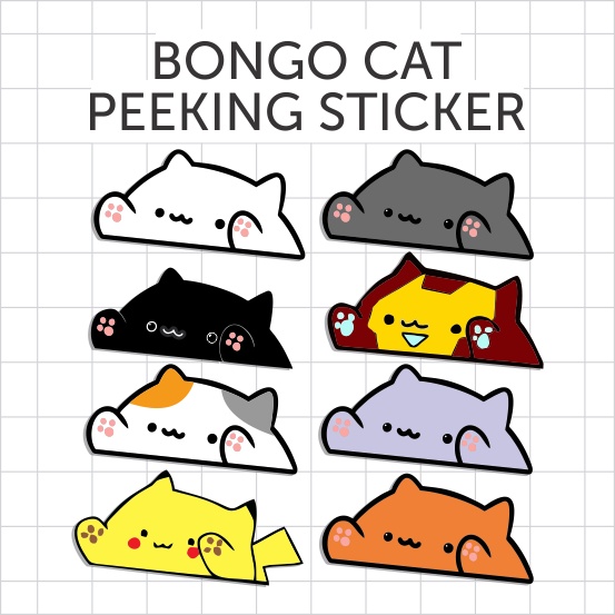 Bongo Cat Peeking Stickers Peekers Vinyl Laminated Stickers | Shopee ...