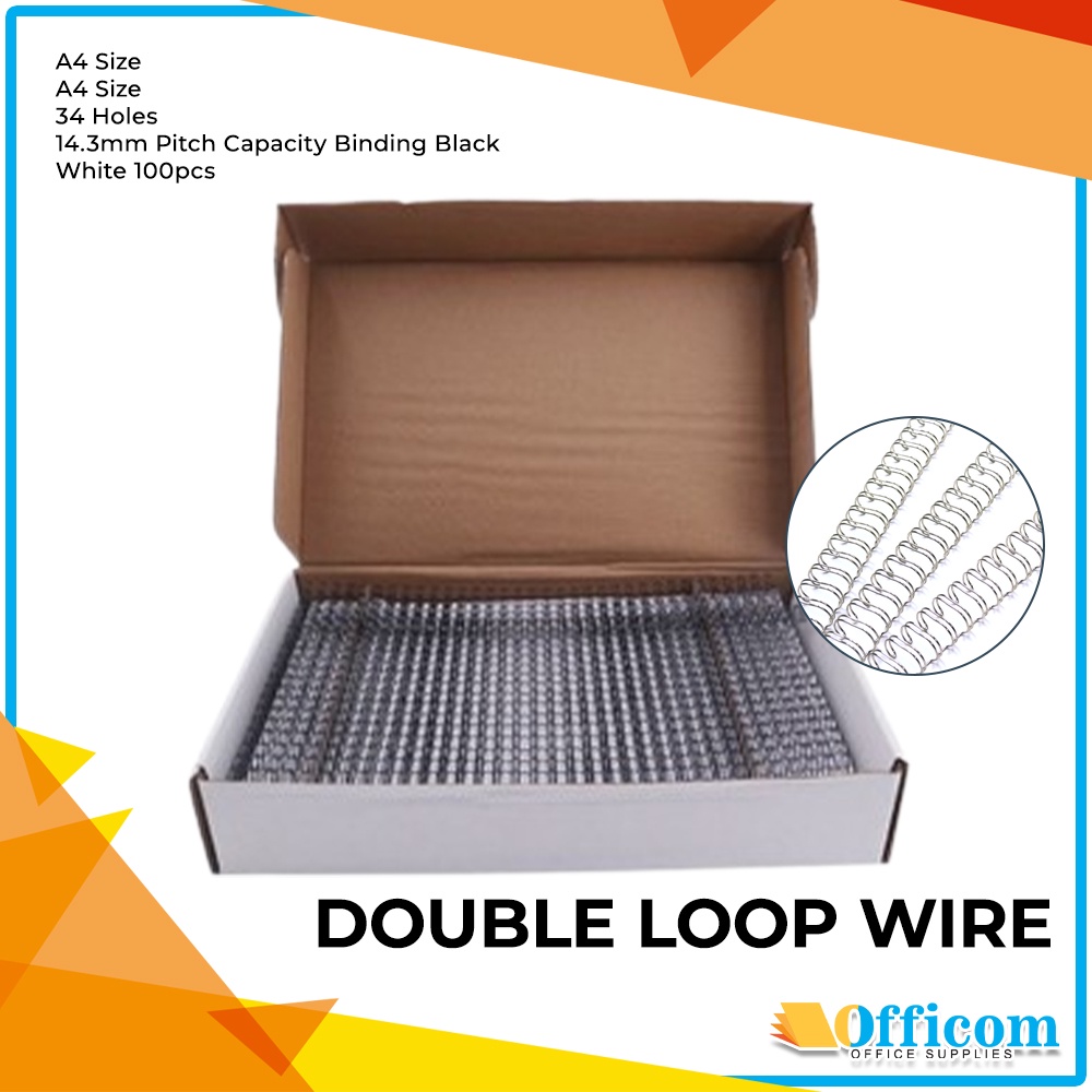 Double Loop Wire A4 Size 100pcs 34Holes 14.3mm Black/White Binder ...