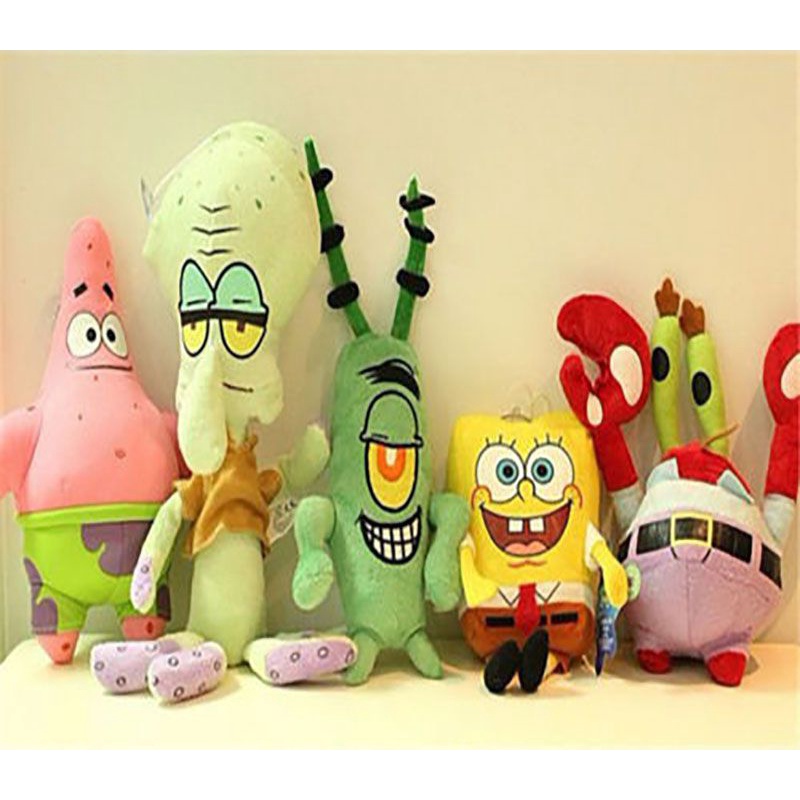Fluffy Plush Short Stuffed Animals Spongebob Series Toy Set 6-piece ...