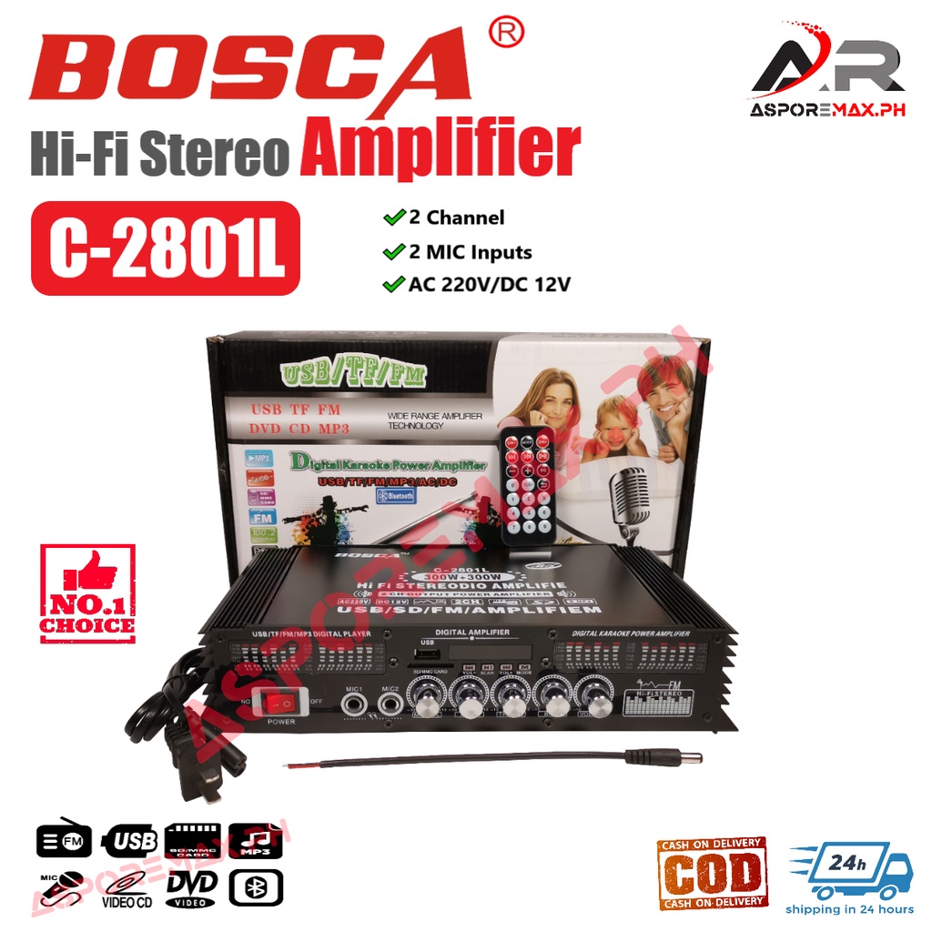 Bosca Digital Karaoke Power Amplifier with Two Mic Input and Bluetooth ...
