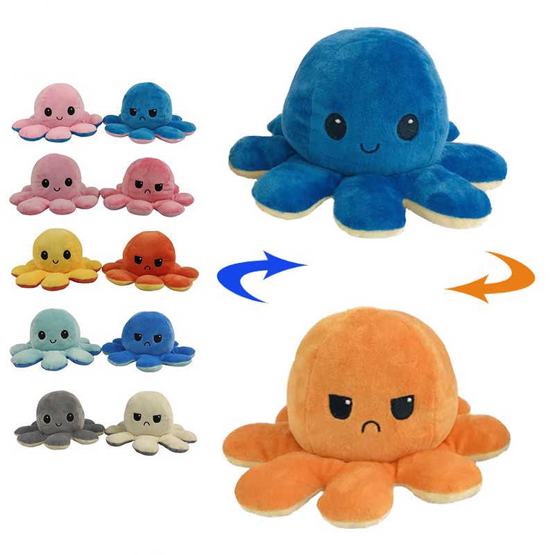 Reversible Flip Stuffed Octopus Plush Doll Soft Simulation Reversible ...