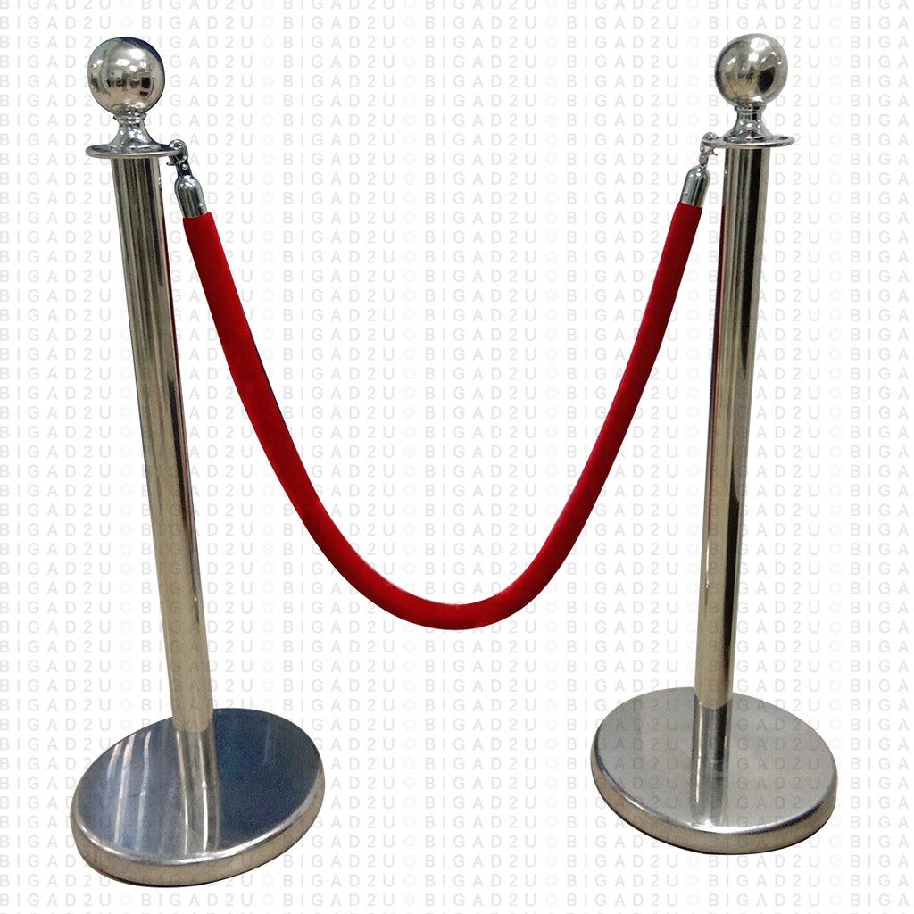 Set of 2 Brasstone Posts Crown Shape Queue Up Barrier Stand With 150cm ...