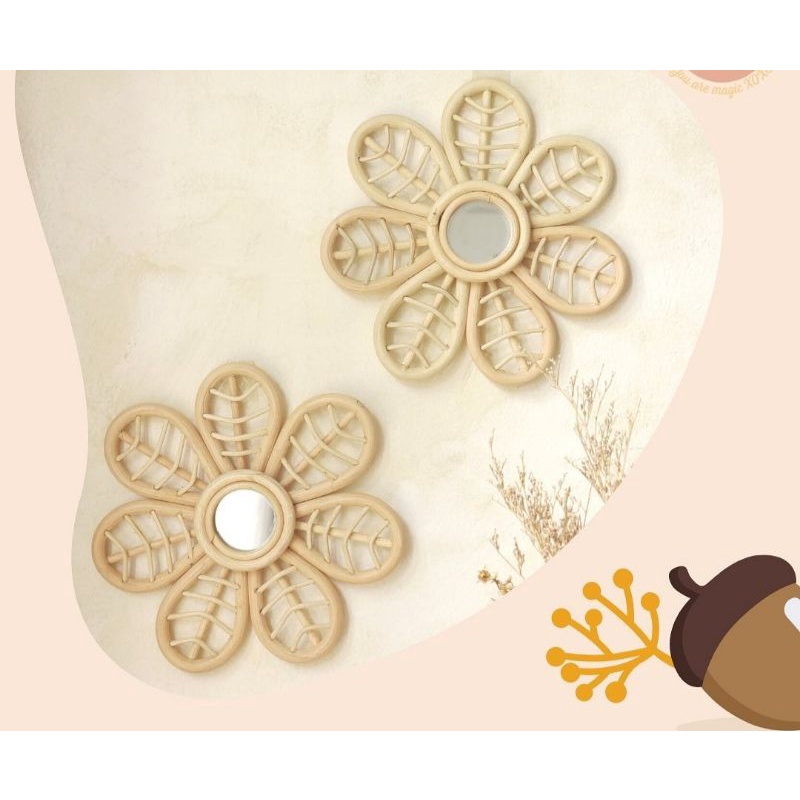 Mini rattan mirror with flower model/rattan mirror | Shopee Philippines