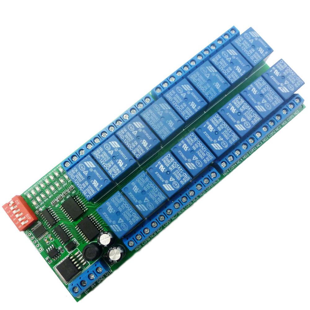 16 Channel DC 12V RS485 Relay Module Modbus RTU 485 Remote Control Switch Board for PLC PTZ ...
