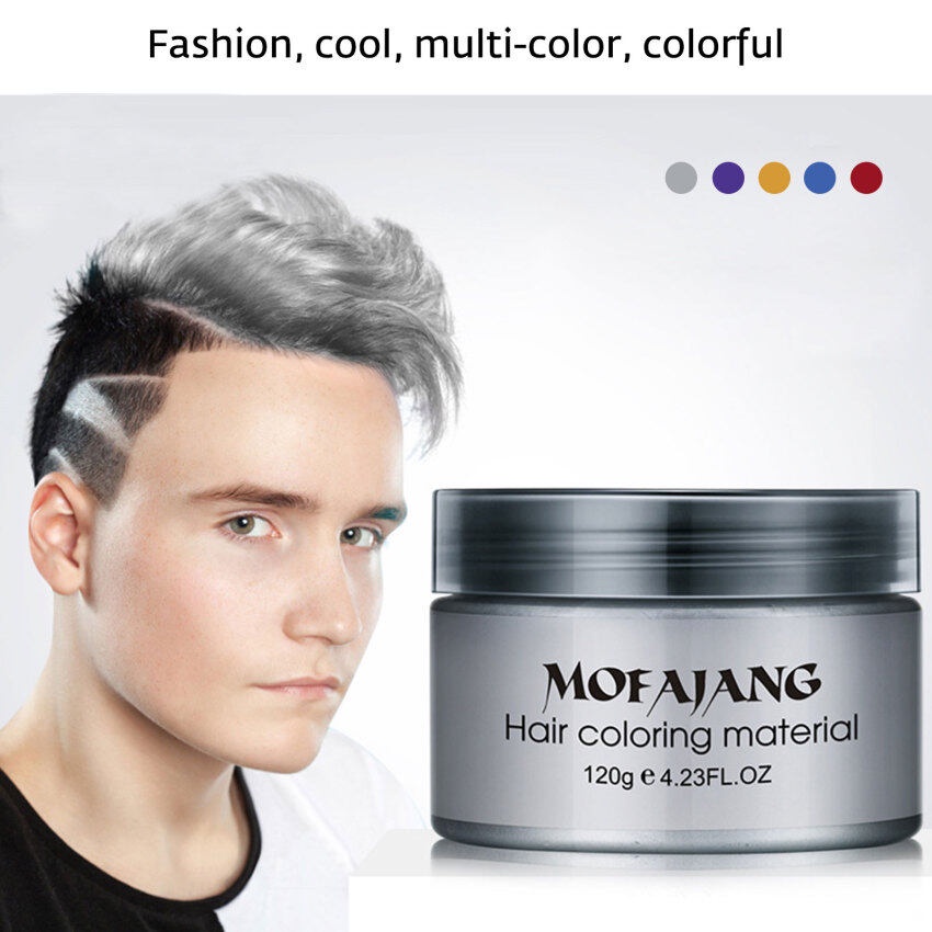 Mofajang Color Hair Wax Styling Pomade Silver Grandma Grey Disposable Natural Hair Strong Gel
