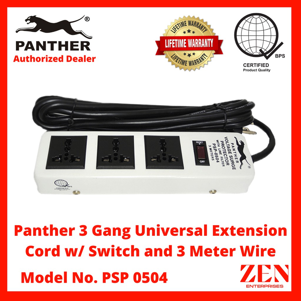 ORIGINAL Panther PSP0504 3 Gang Universal Extension Cord w/ Switch and ...