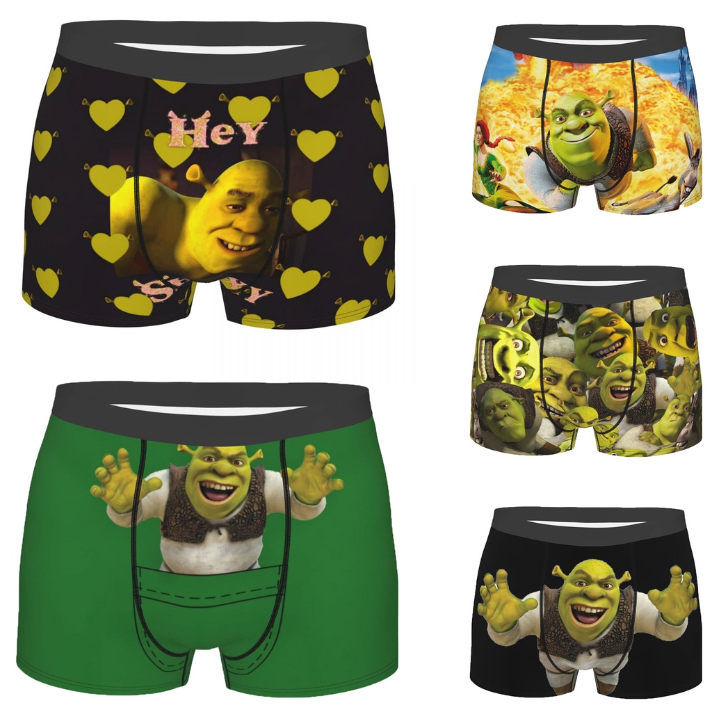 Man Boxer Shorts Panties Hey Shrexy Shrek Meme Soft Underwear Unique Cartoon Male Humor