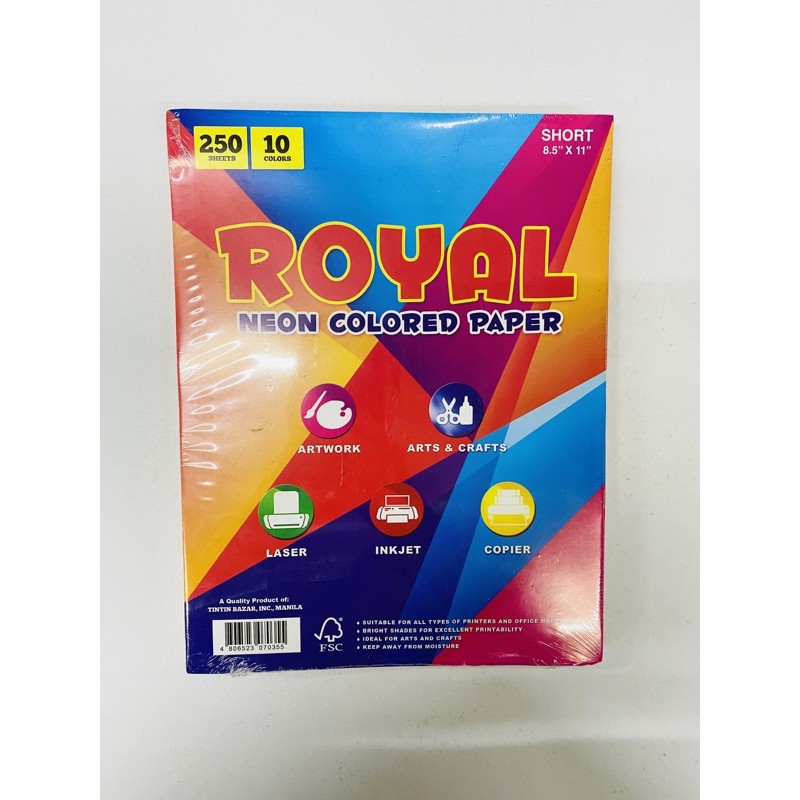 Royal Neon Colored Paper for arts and craft (250pcs assorted) | Shopee ...