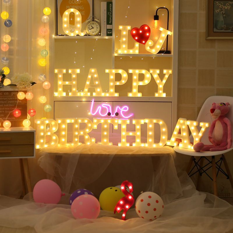 22cm Big Size 3D Letter lamps LED Night Light Wall Hanging DIY Alphabet ...